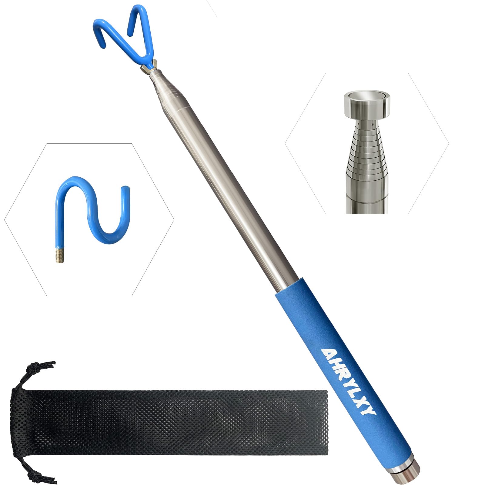 AHRYLXY Telescoping Pickup Tool Magnetic Pole with 3 Hooks, 10 FT ...