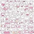 Amazon.com: Cute Pink Rabbit Stickers for Kids Girls Teens, 50Pcs ...