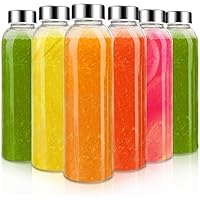 Amazon.com: Sursip 18oz Glass Water Bottle Set of 6, Clear glass juice bottle for juicing ...