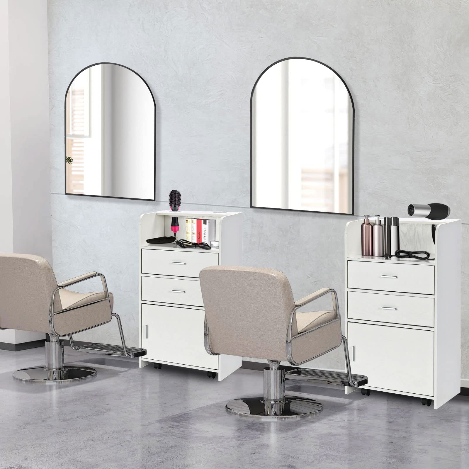 Mua Salon Station with Wheels, Barber Station with 2 Drawer & 1 Large ...
