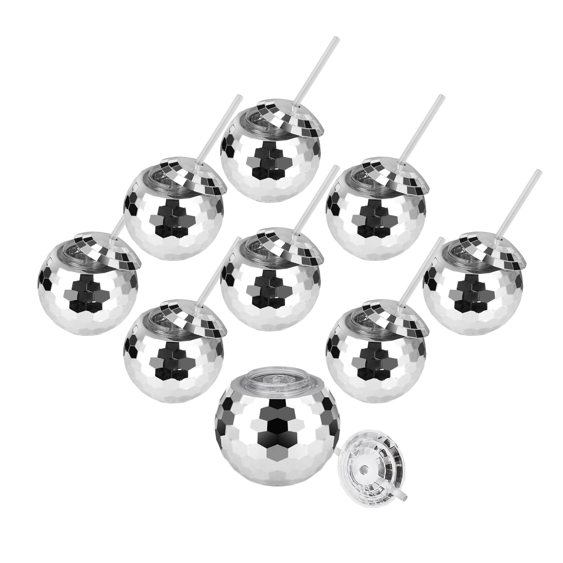 ktondic 9 Pack Disco Ball Cups, 20Oz Disco Party Cups with Straw and ...