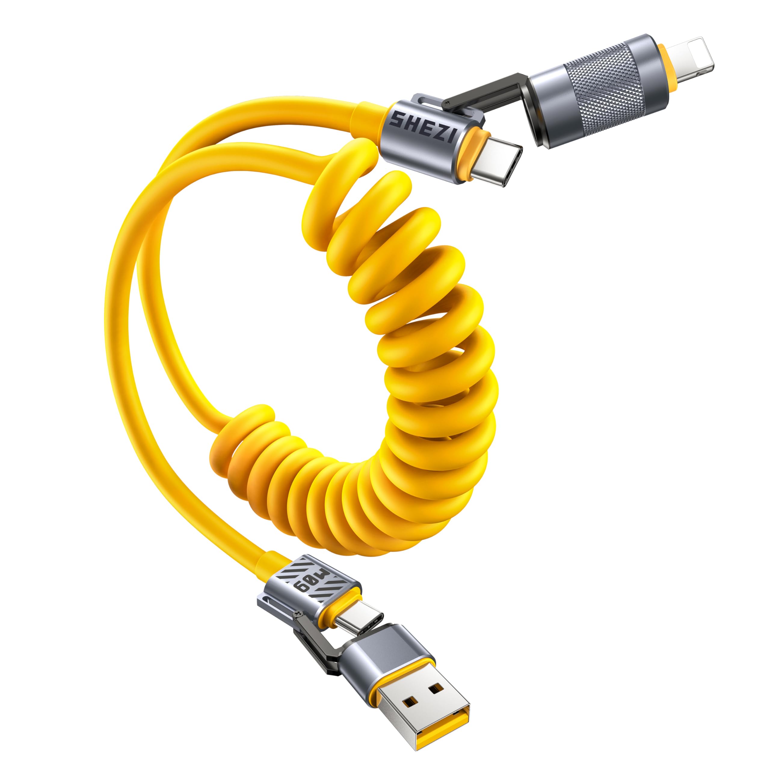 Coiled USB C Cable Lightning Cable, 4-in-1 60W USB C to Lightning Cable ...