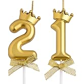 Amazon.com: AOOLADA 21st Birthday Candles, Gold 21 Year Old Number ...