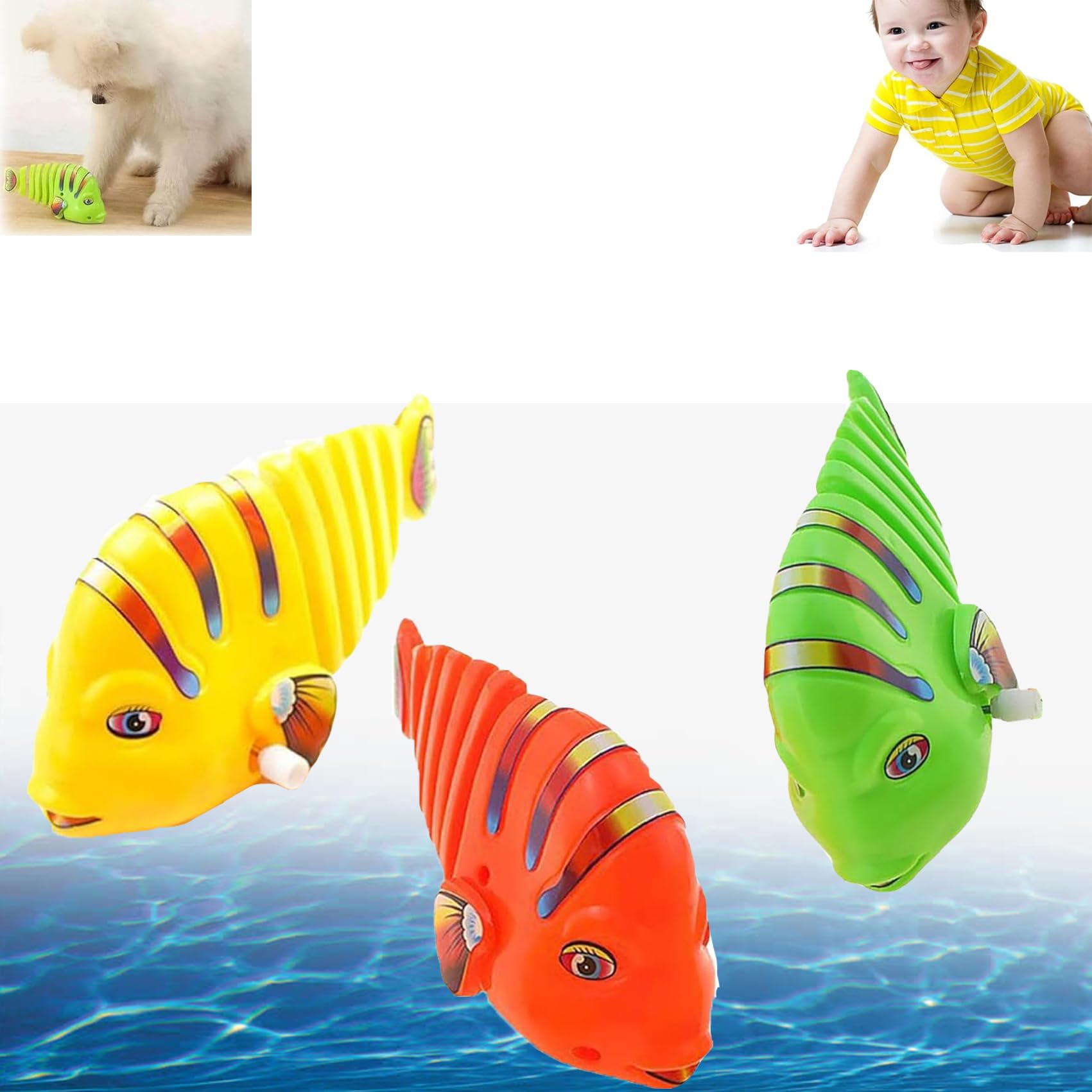 Clockwork Swinging Cartoon Fish Toys, 2024 New Plastic Wiggle Fish ...