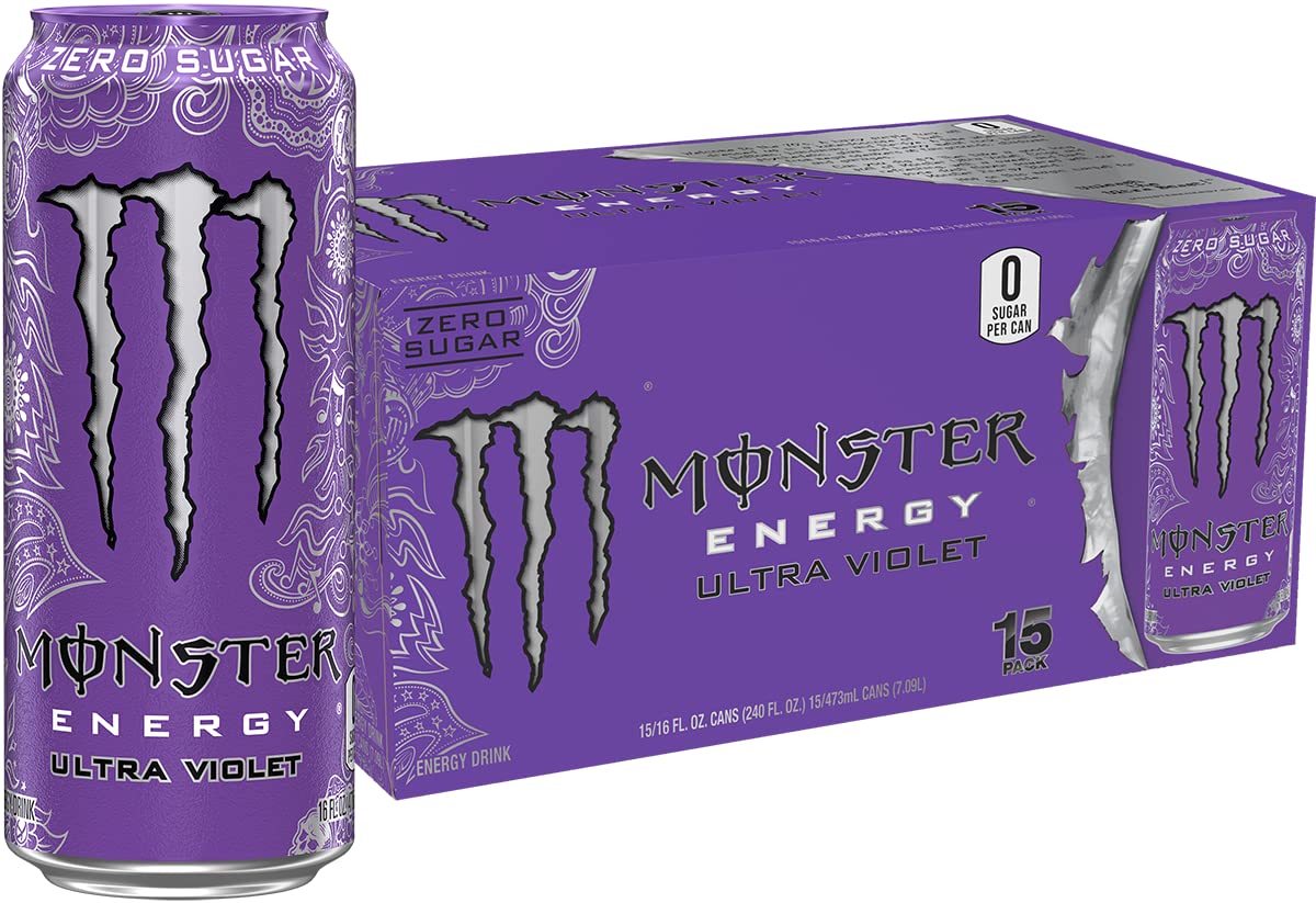 Monster Energy Ultra Violet, bebida energética sin azúcar, 16 onzas ...