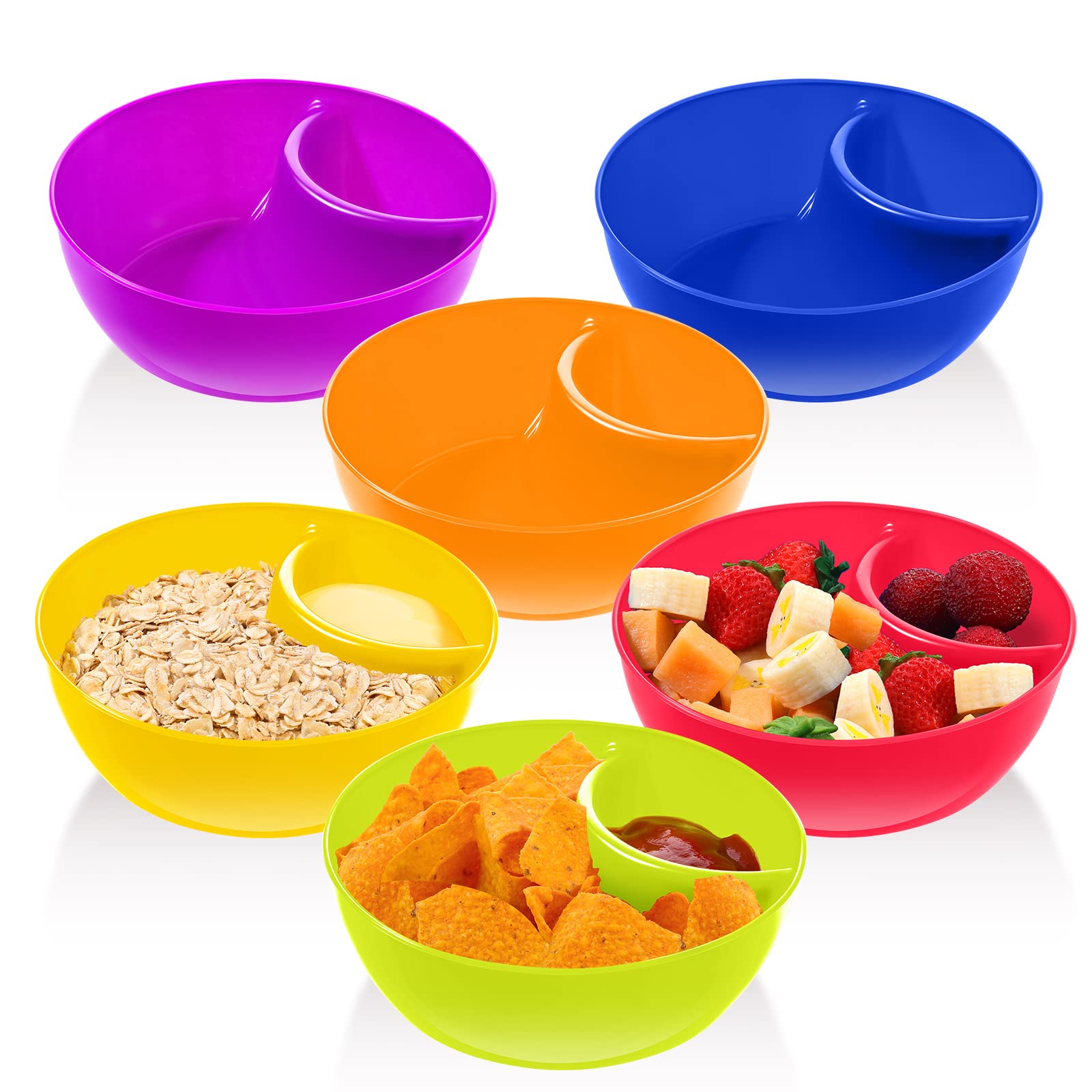 Weewooday Snack and Dip Bowls, Chips Serving Bowls Anti Soggy Divided ...