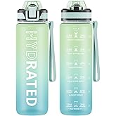 Amazon.com: QLUR Water Bottle with Straw, 27oz Motivational Water Bottles with Time Marker to ...