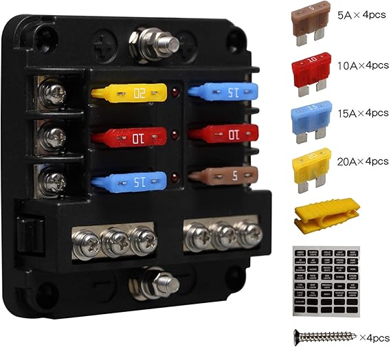 Blade ATC/ATO Fuse Blocks, ENDARK Car Fuse Holder, 6 Way Fuse Box with ...