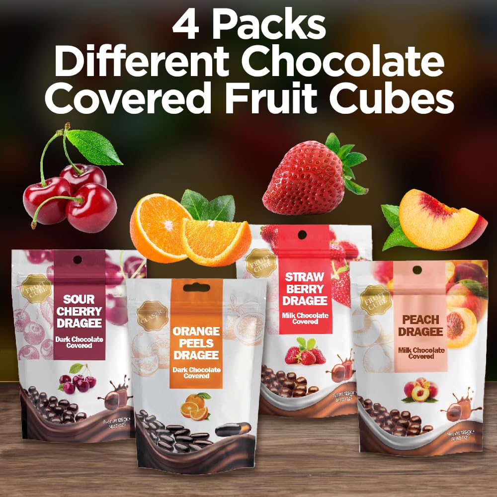 Mua Chocolate Coated Fruit Dragee Variety Pack 4 Pcs, Orange, Cherry, Peach, Strawberry, Dried ...