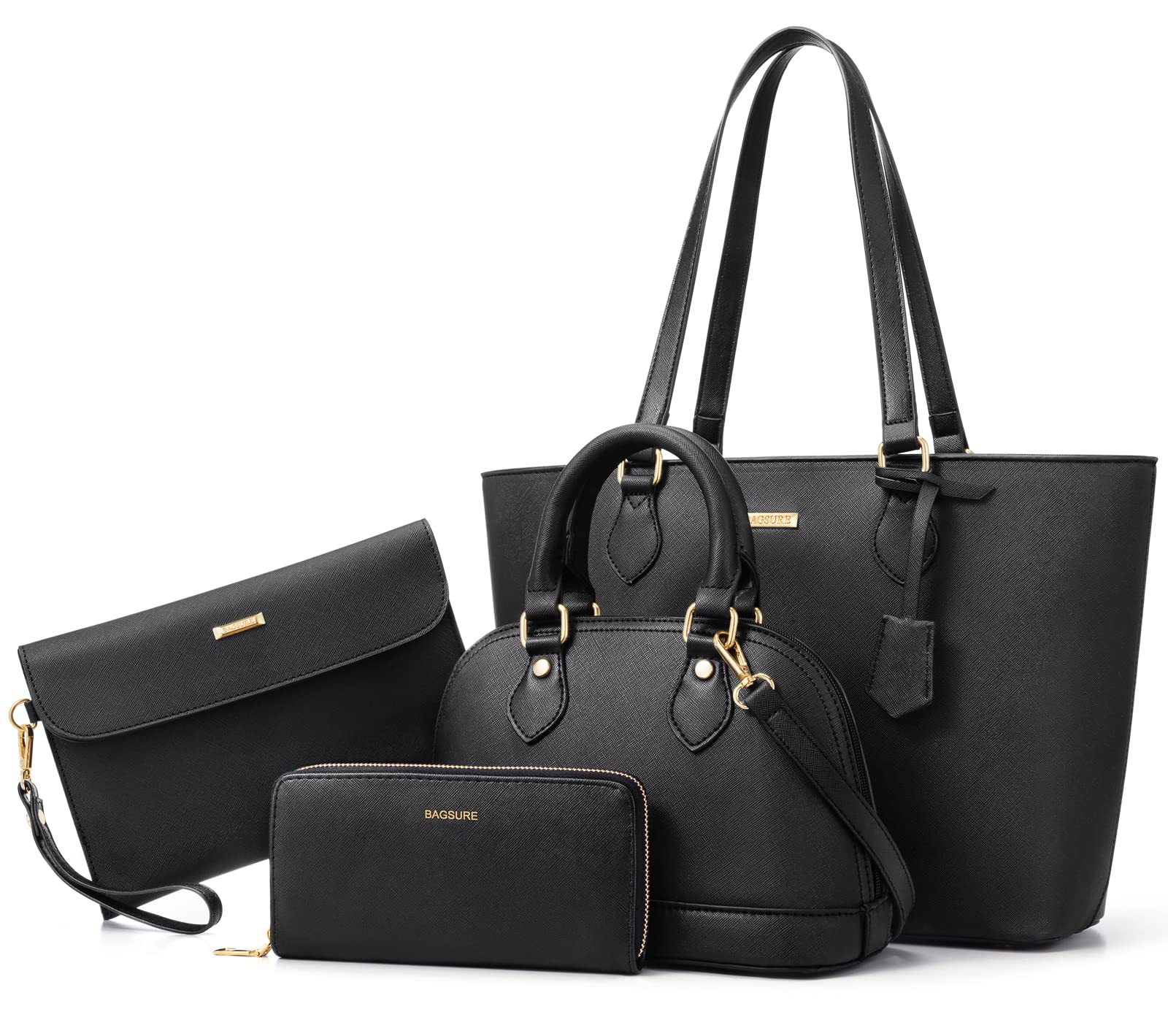 4PCS Women Fashion Handbags Purses Wallet Shoulder Bags Casual Tote Bag ...