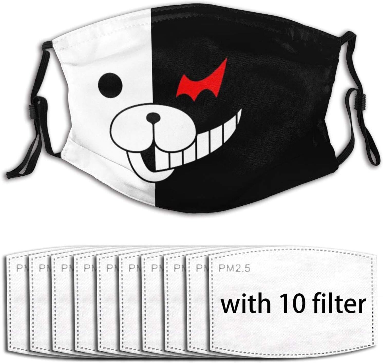 Anime Sharp Tooth Monokuma Face Mask Unisex Reusable Adjustable Masks ...