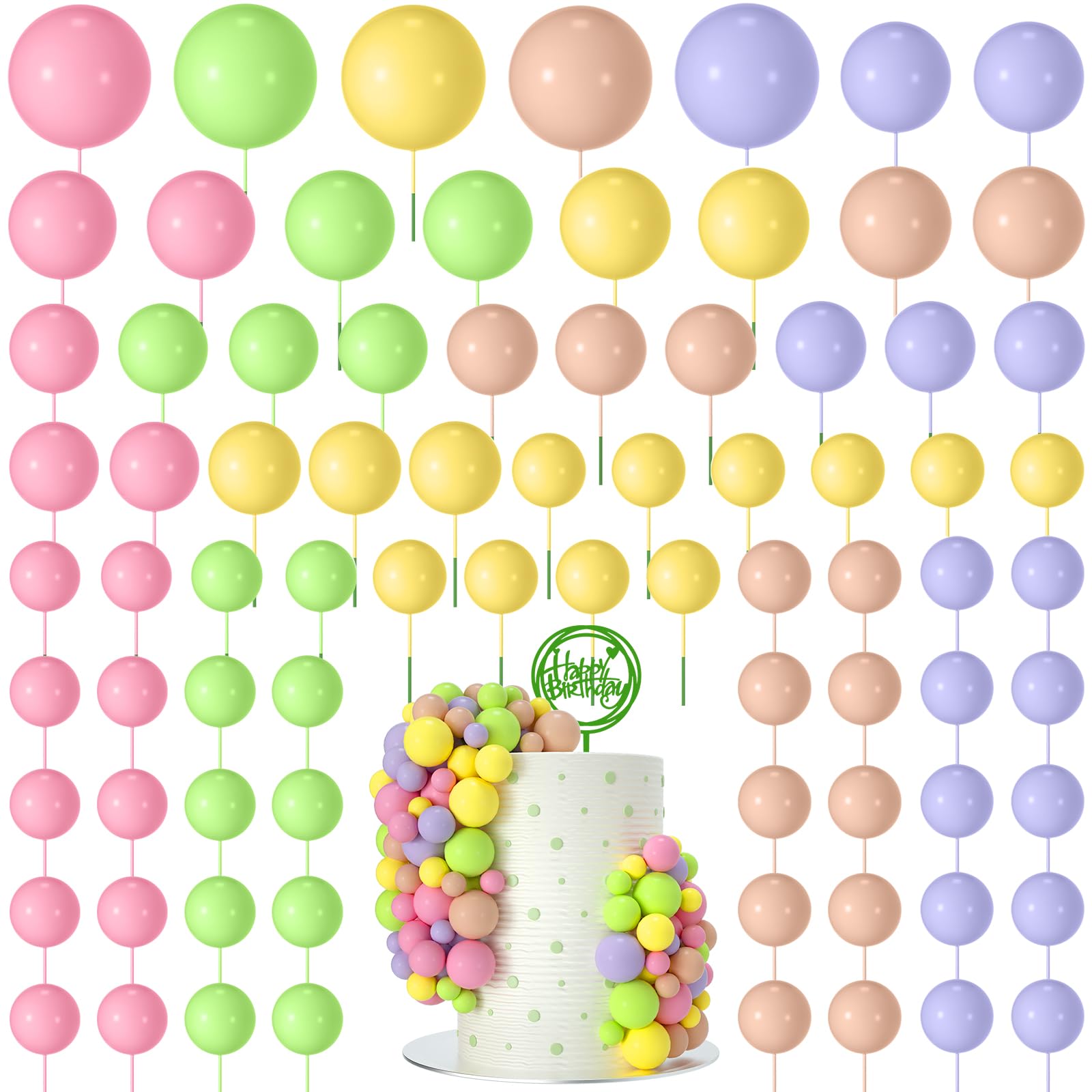 NACHLYNN 80 Pcs Cake Balls Decorations Mini Balloon Cake Topper Balls ...