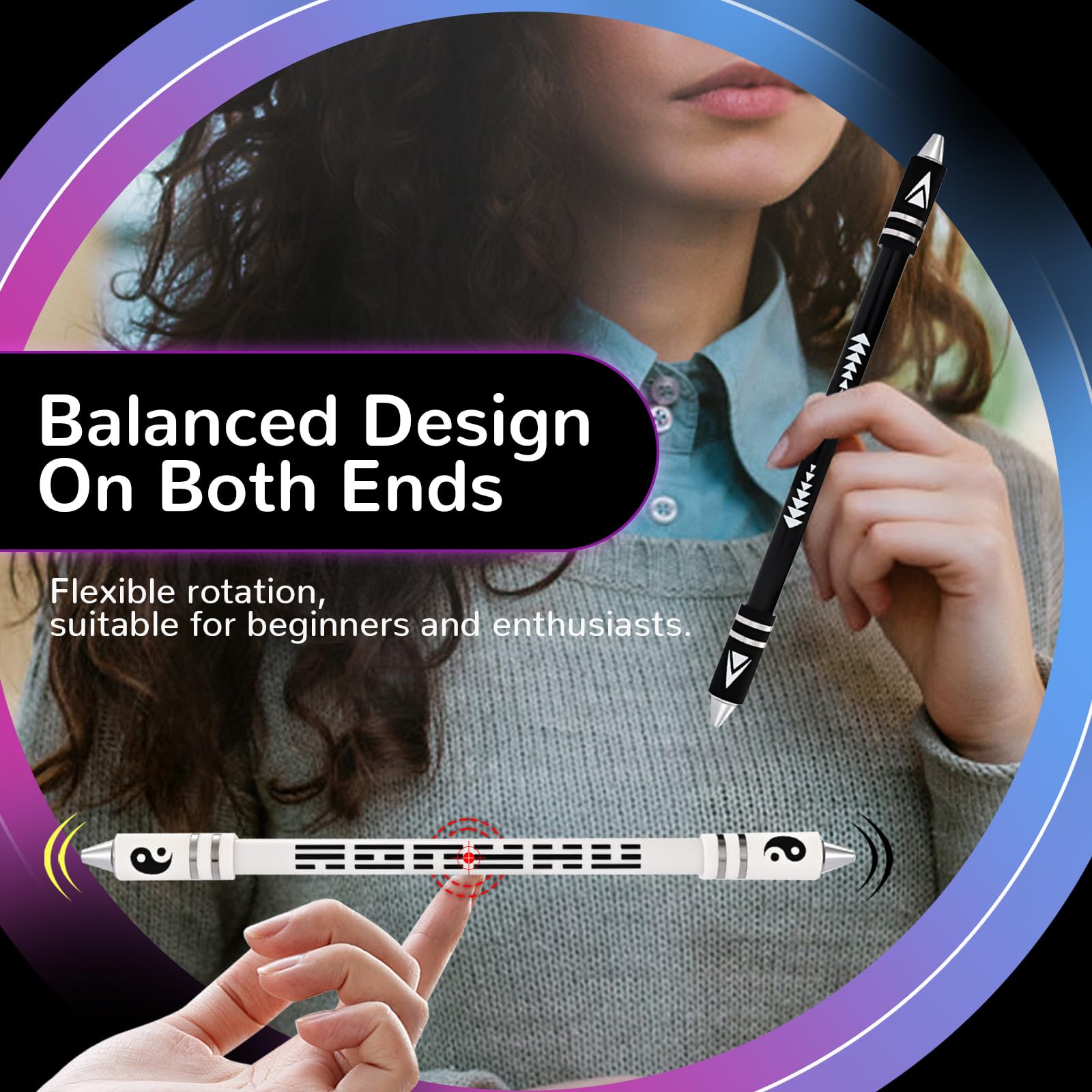 Mua 2 Colors Pen Spinning with Silicone Bracelet, Metal Heads Gaming ...