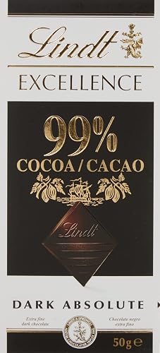 Lindt Excellence Dark 99 Percent Cocoa Chocolate Bar, 50g - Pack of 1 ...