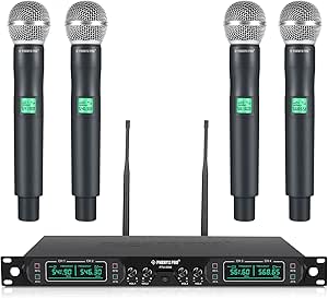 Amazon.com: Wireless Microphone System, Phenyx Pro 4-Channel UHF Wireless Mic, Fixed Frequency ...
