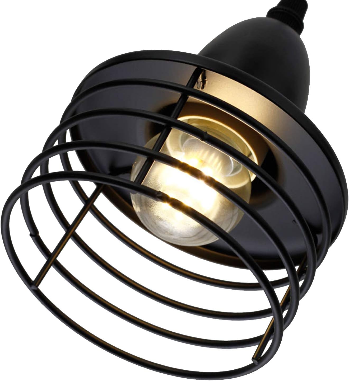 FLYFLY Vintage E27 Pendant Light with Black Hardwired Iron Cage Design ...