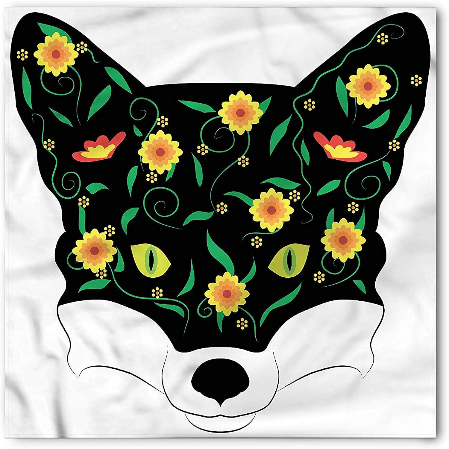 Fox Bandana, Artistic Patterned Animal, Unisex Bandana Head and Neck ...