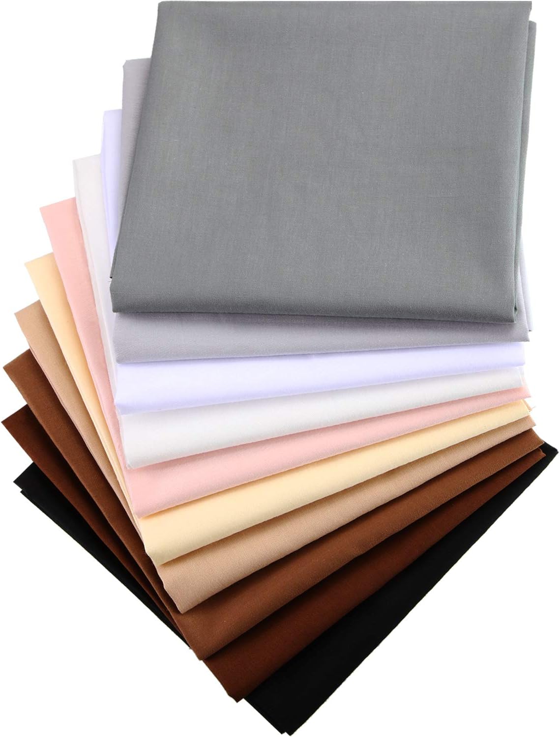 10 Pieces 20 x 20 Inch Solid Pure Cotton Fabric DIY Quilting Fabric ...