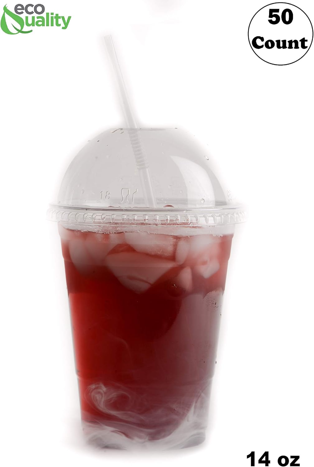 Amazon.com: 14 oz Cups, 50 Pack | Iced Coffee Go Cups and Dome Lids ...