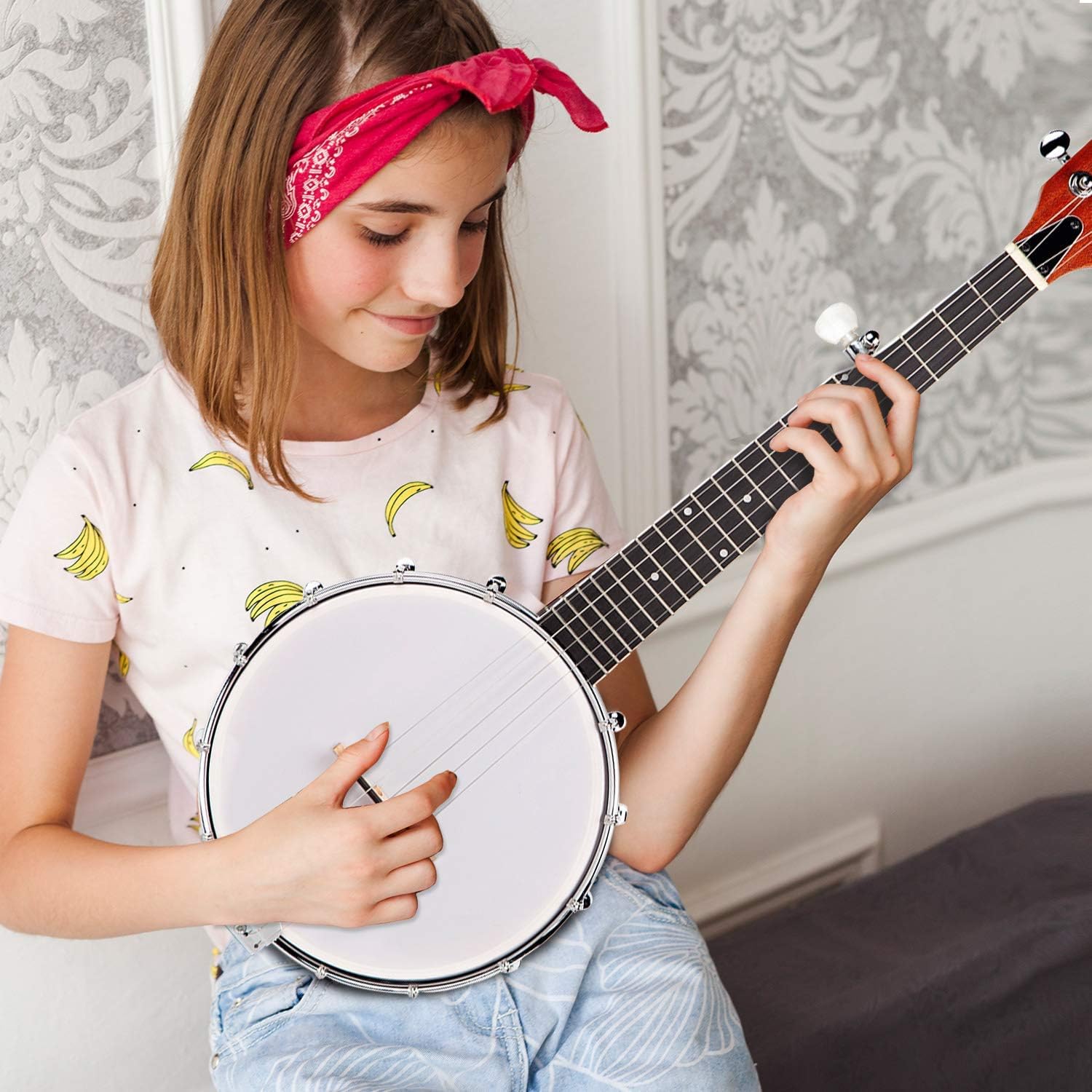 Vangoa MINI Banjo 5 String Closed Solid Back 26 inch Tenor Banjos with ...