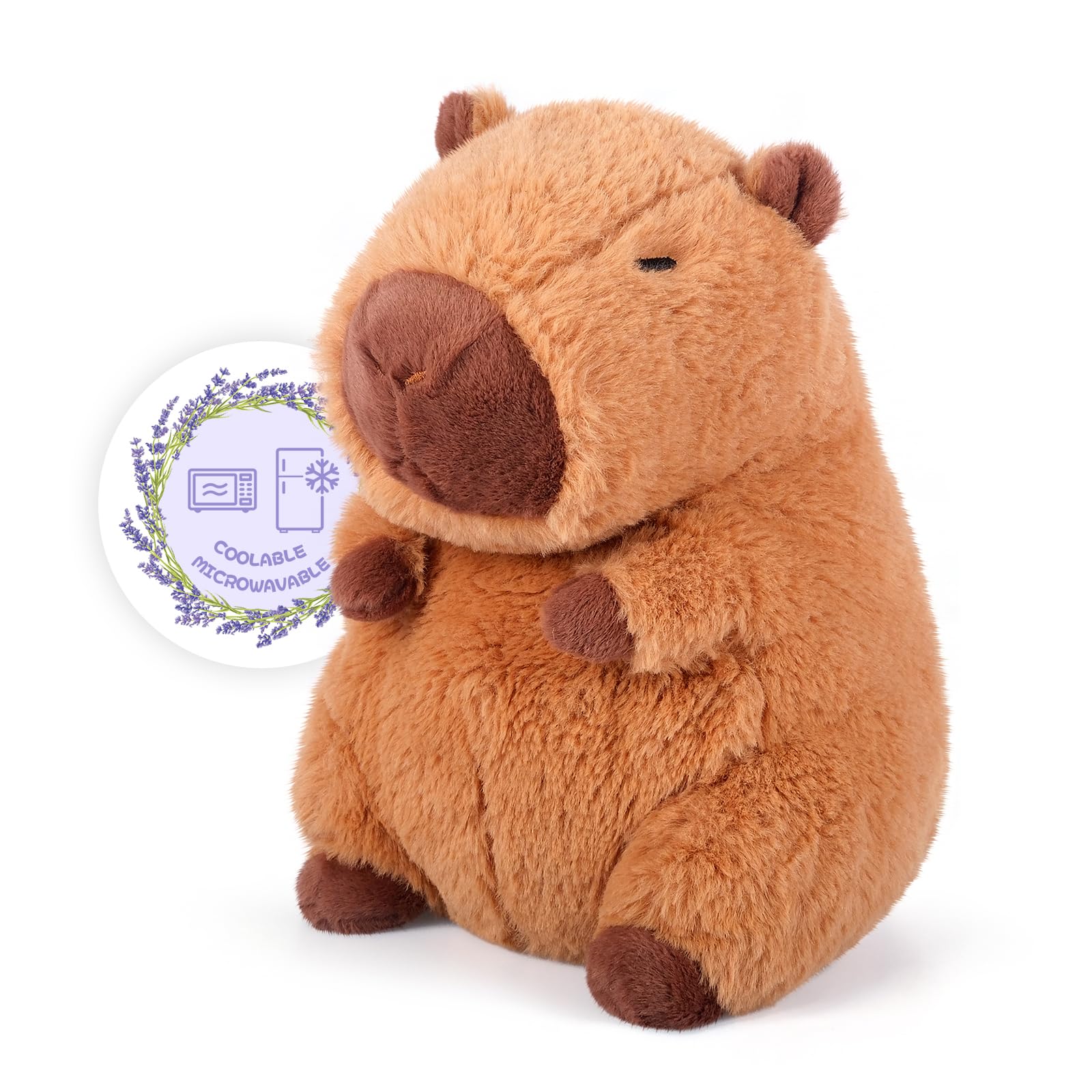 SuzziPals Heatable & Coolable Lying Capybara Stuffed Animal, Microwave Heating Pad for Period ...