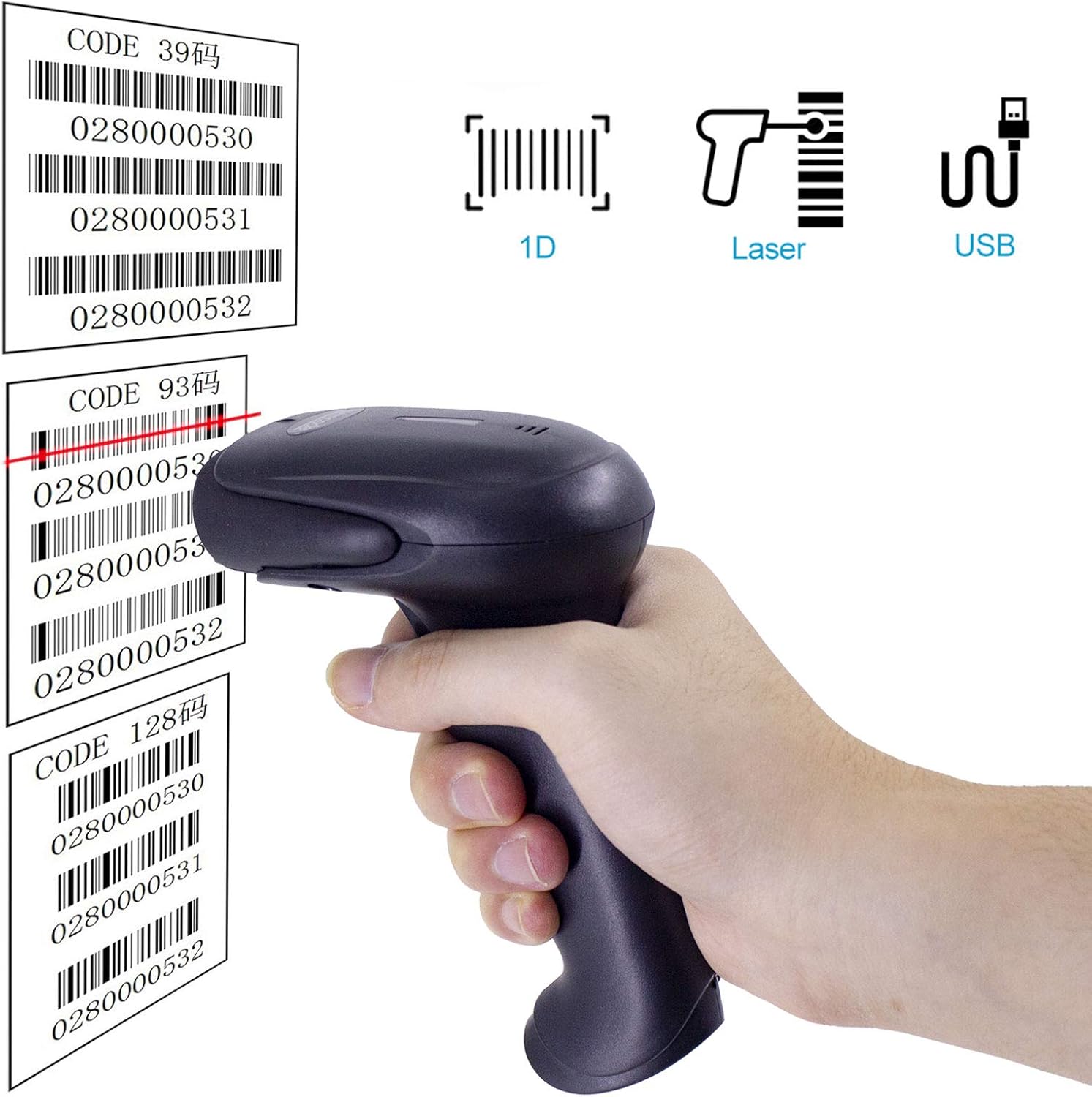 USB Laser Barcode Scanner,Symcode Handheld 1D Laser USB Wired Barcode ...