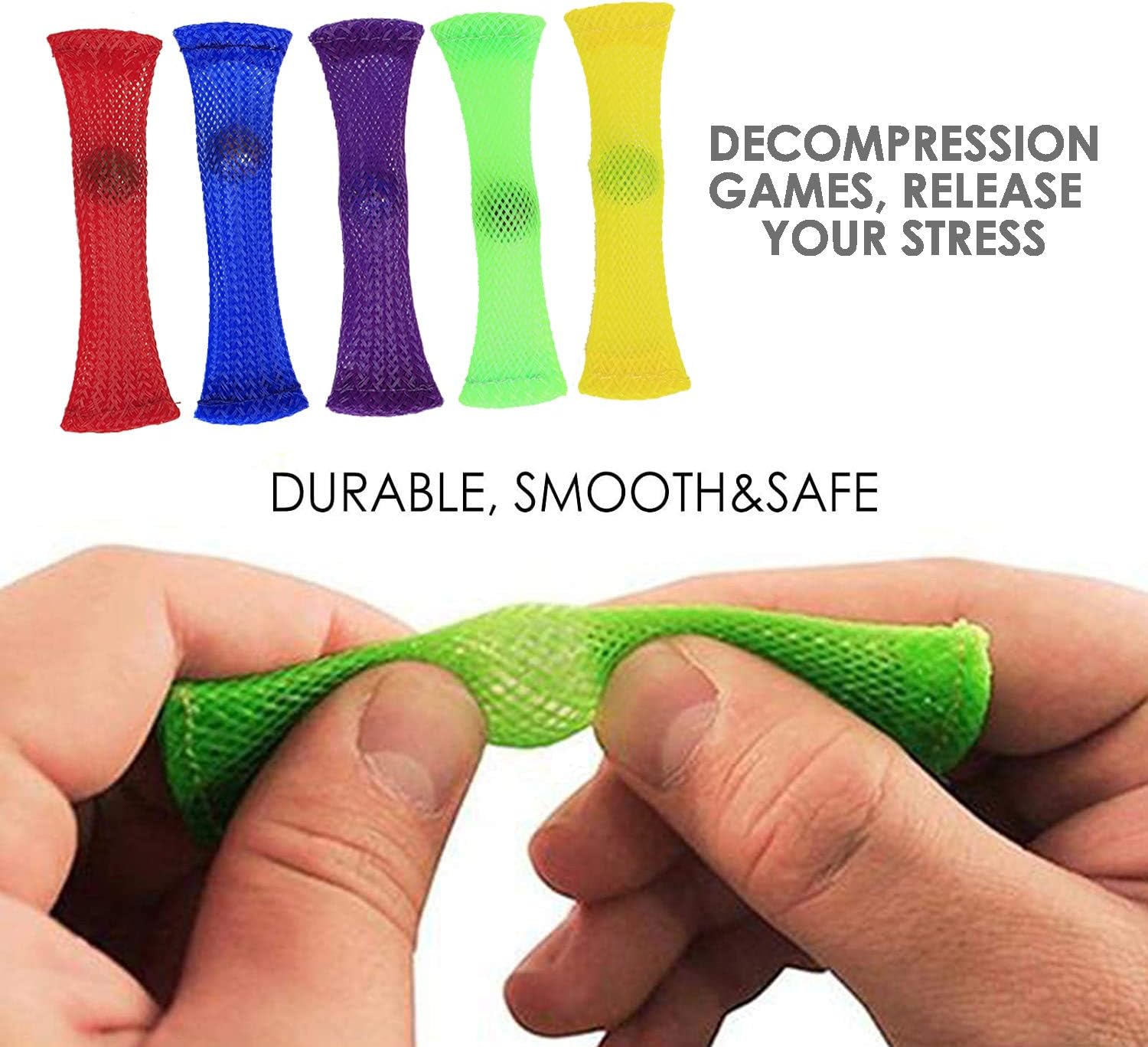 10 PCS Fidget Toys Marble Mesh Tube, Anxiety Sensory Stress Relief Toys ...