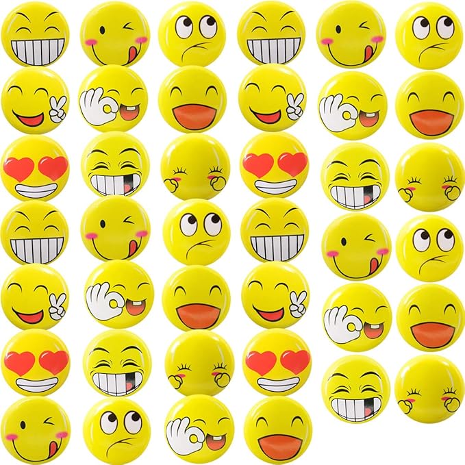 Amazon.co.jp： QY 40個 1.2インチ イエローカラー ブリキバッジLOL 笑顔 顔 顔文字 ボタンピン 絵文字 笑顔 ...