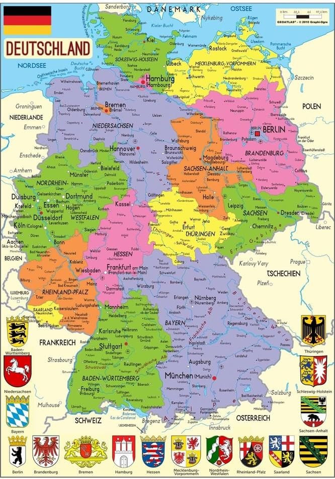 Carte des länder allemands » Vacances - Guide Voyage