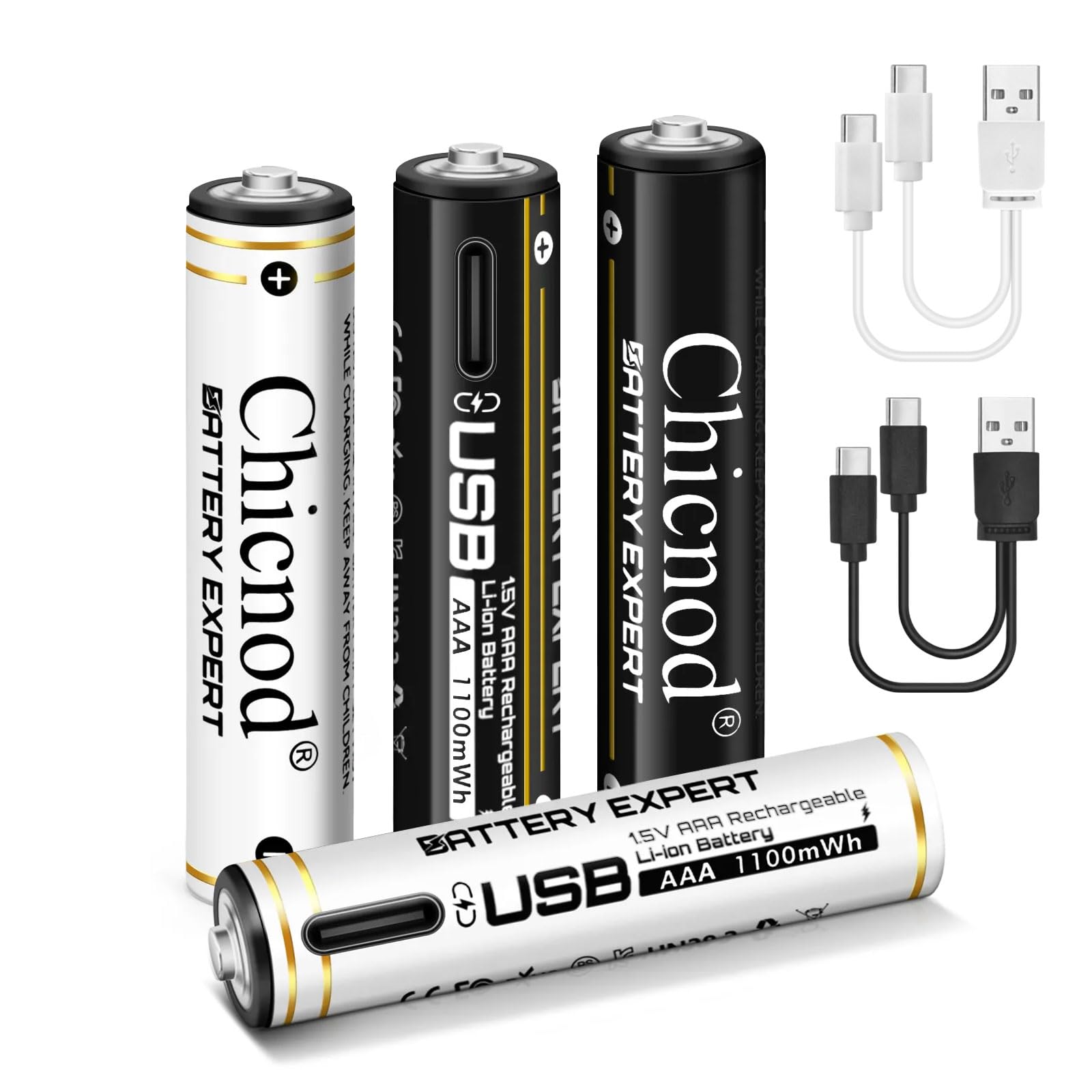 CHICNOD 8pack AAA Batteries-1.5V Rechargeable Triple A Lithium Battery ...