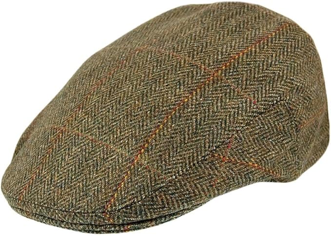 Olney Hats English Tweed Flat Cap - Green 59: Amazon.co.uk: Clothing