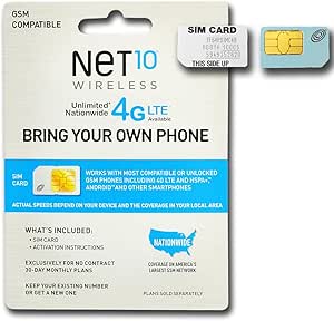 Amazon.com: Net 10 GSM Sim Card Unlimites Talk Dext and Data $40 Month ...