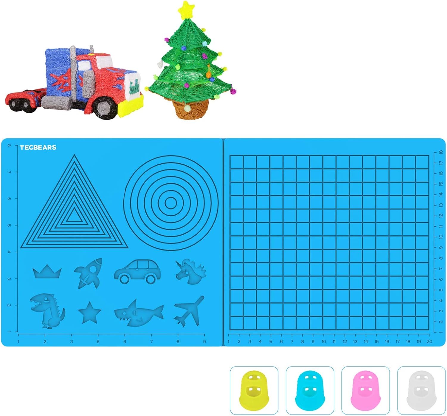 Tecbears 3D Printing Pen Mat, Rich Cartoon Patterns and Geometry ...