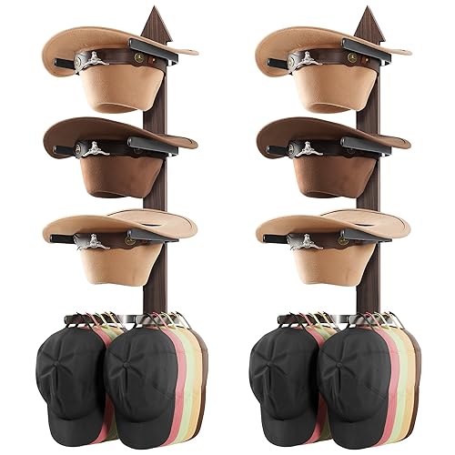 Cinati Cowboy Hat Rack, Cowboy Hat Holder Wall Mount Holds up to 4 Hats ...