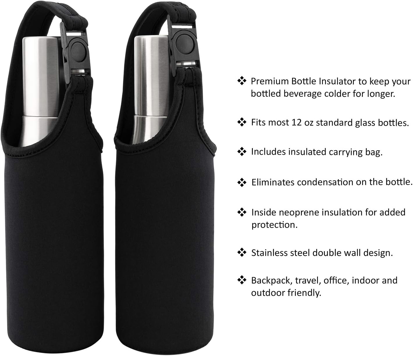 Beer Bottle Insulator Double Wall Stainless Steel 2 Pack with Bonus 2 ...
