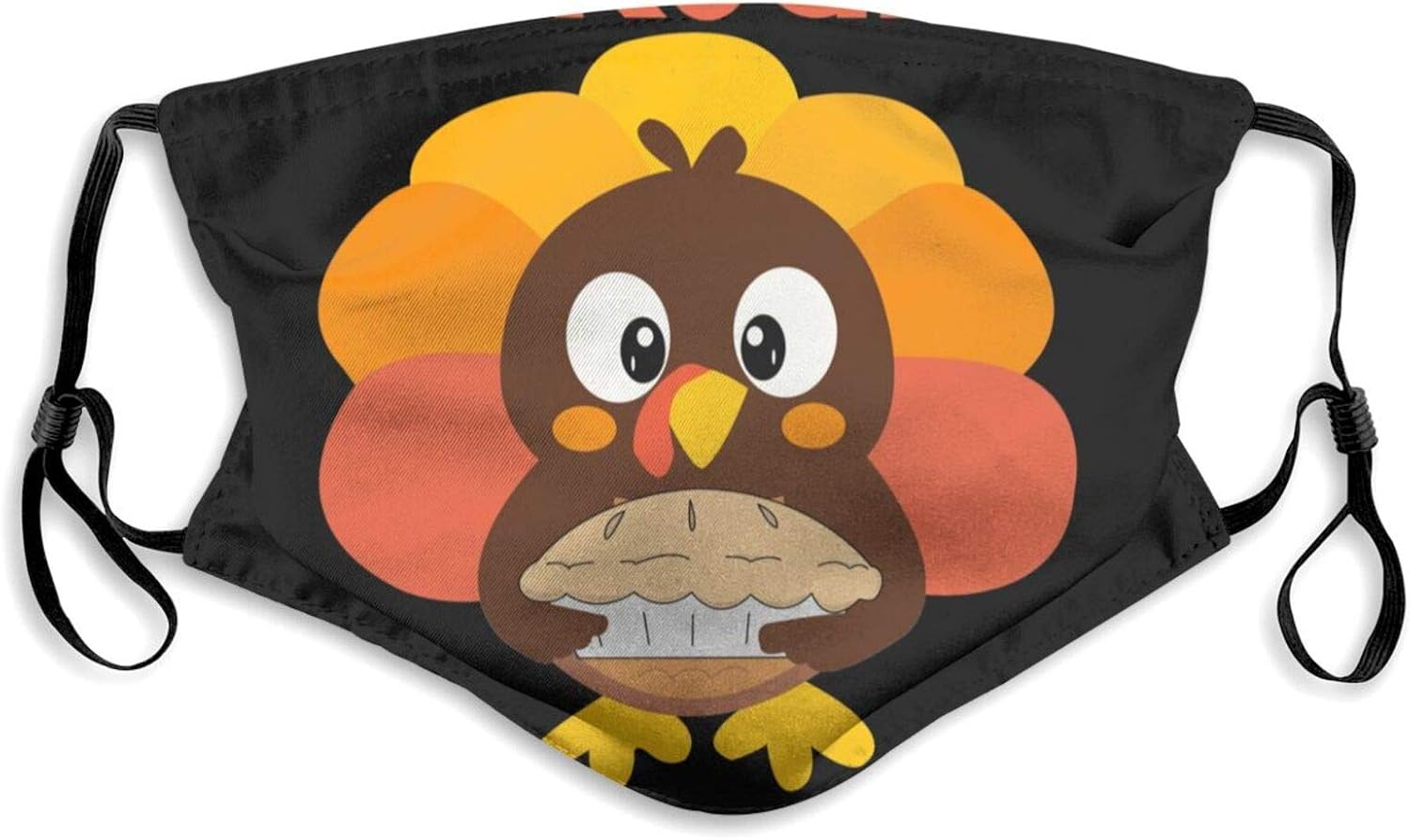 A Cartoon Turkey Arrives for Thanksgiving Face Mask for Women Men Kids ...