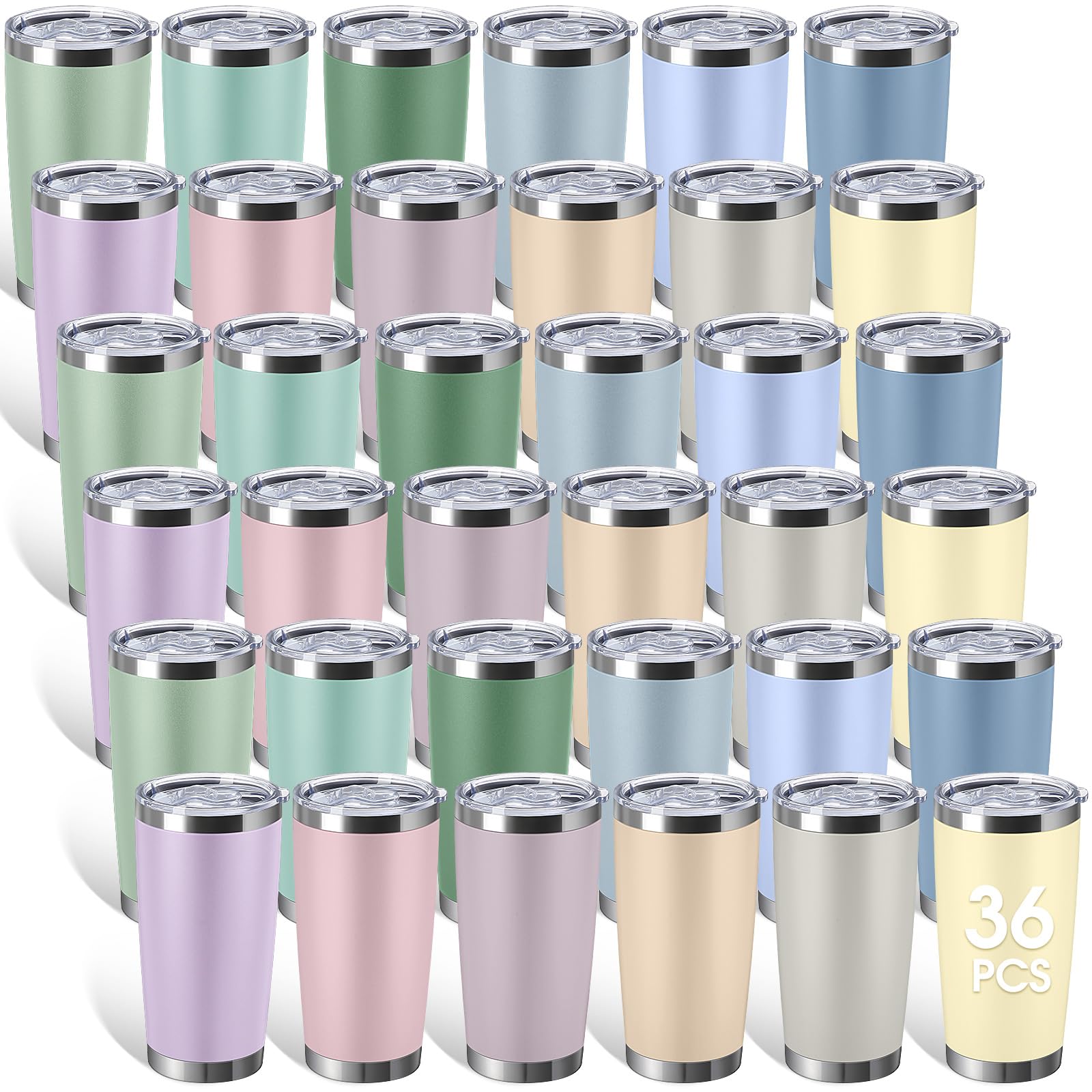 Sieral 26 Packs Stainless Steel Tumbler Bulk with Lid Vacuum Double ...