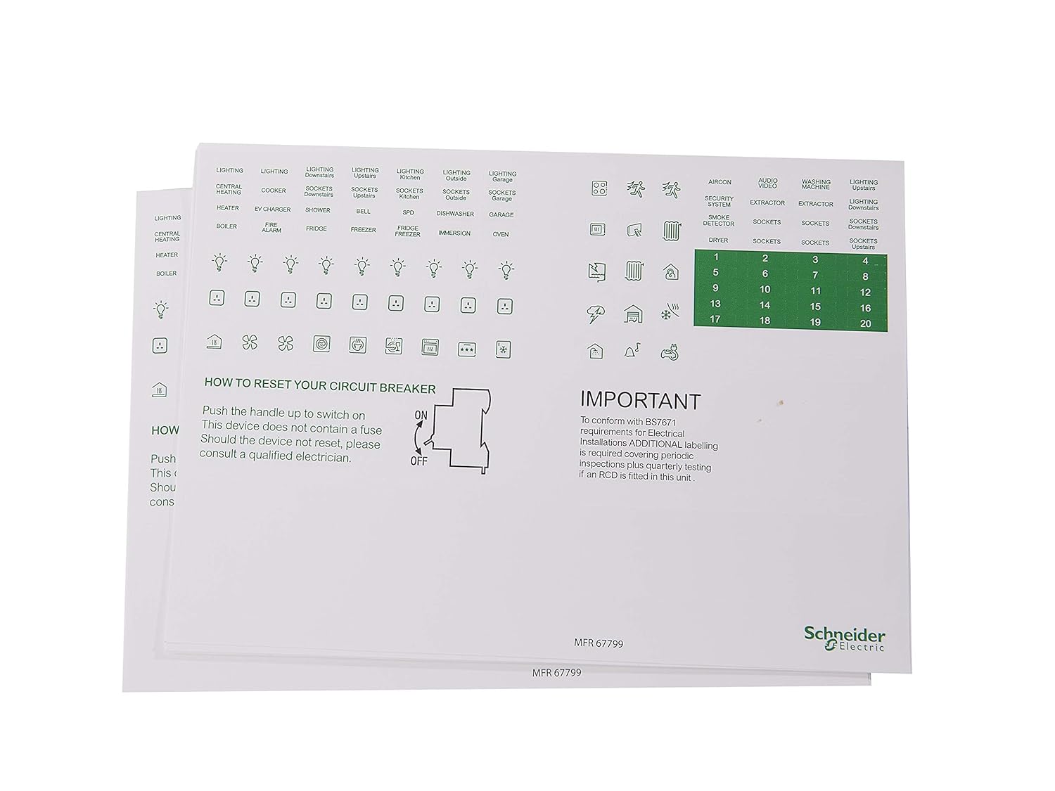 Schneider Electric Easy9+ – Circuit Breaker Sticker Label Kit for ...