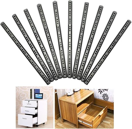 JJOnlineStore - 5 pairs 10Pcs Metal Drawer Runners - 17mm wide x 312mm ...