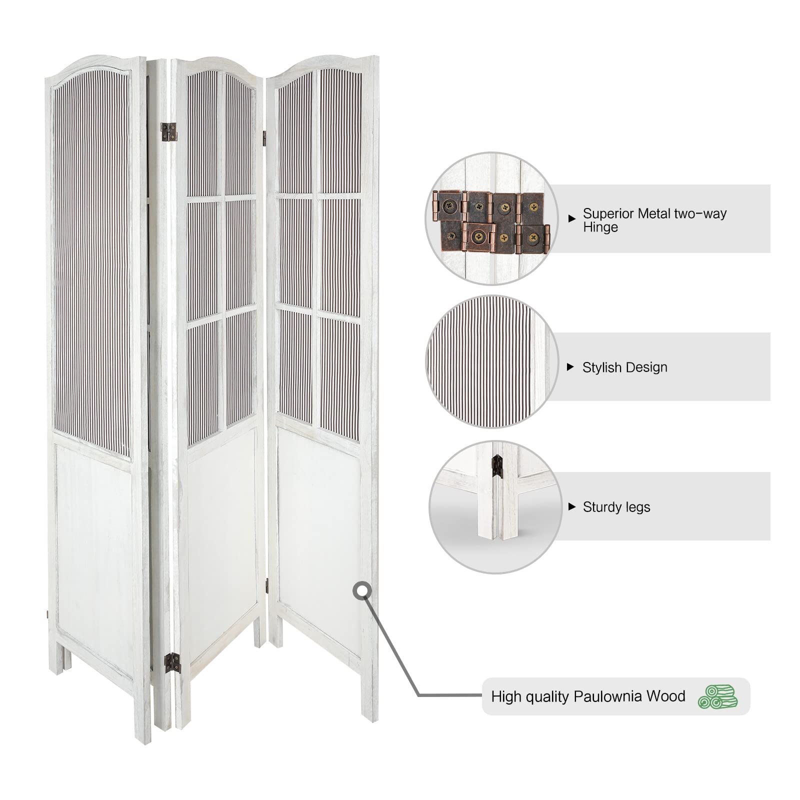 Mua ECOMEX Room Divider 4 Panel, Room Divider with Vertical Striped ...