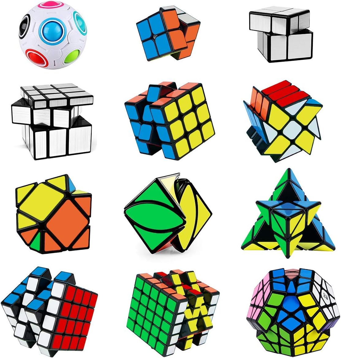 Speed Magic Cube Set 12 Pack, Triangle Pyramid Cube 2×2 3×3 4×4 5×5 ...