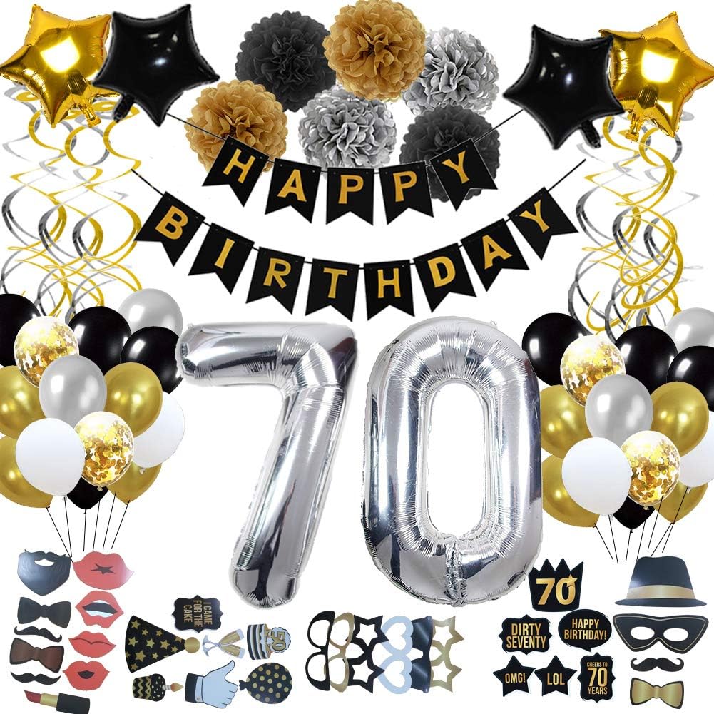 Amazon 70th Birthday Decorations 70th Birthday Party Supplies For Men Women Black Gold 