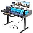 Amazon.com: Vabches Standing Desk with Charging Station and LED Lights ...