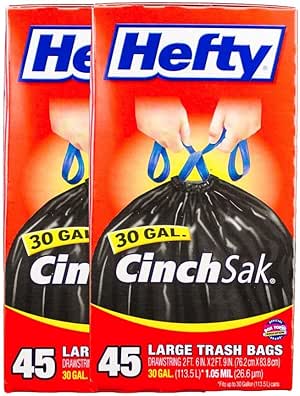 Amazon.com: Hefty Cinch Sak Trash Bags, 45 ct, 30 gallon-2 pack: Health ...