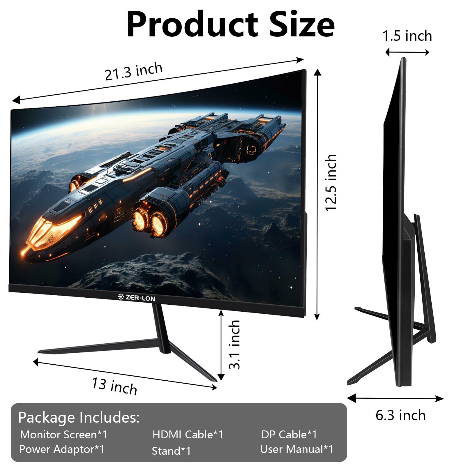 Mua ZER-LON 24 Inch Curved Gaming Monitor, FHD 1080p up to 144Hz 99% ...