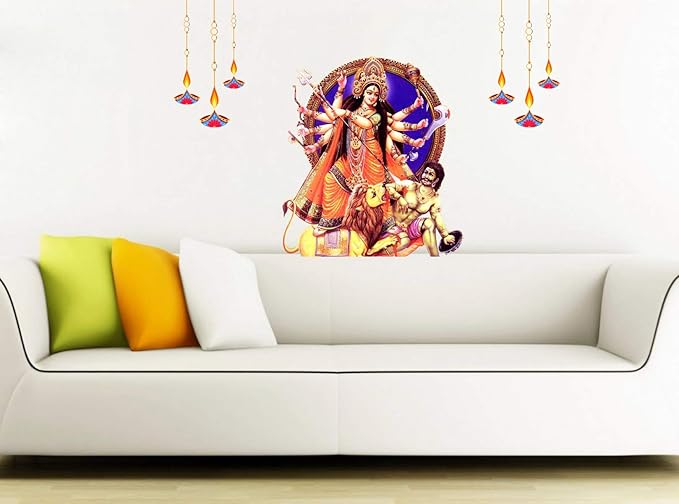 Buy VCREATE DECOR Durga maa & Deepak Wall Sticker & Decal (PVC Vinyl ...