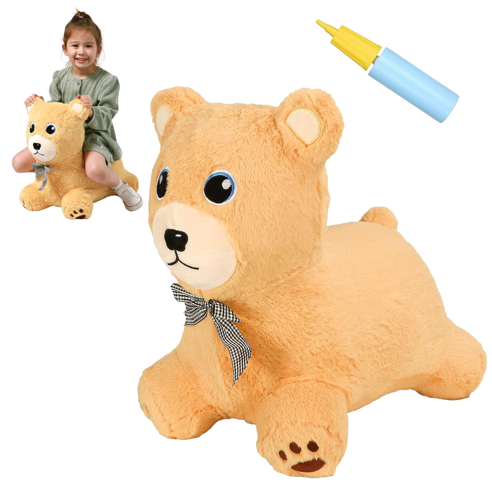 INPANY Teddy Bear Bouncy Horse Hopper Toys, Toddlers Plush Bouncing ...