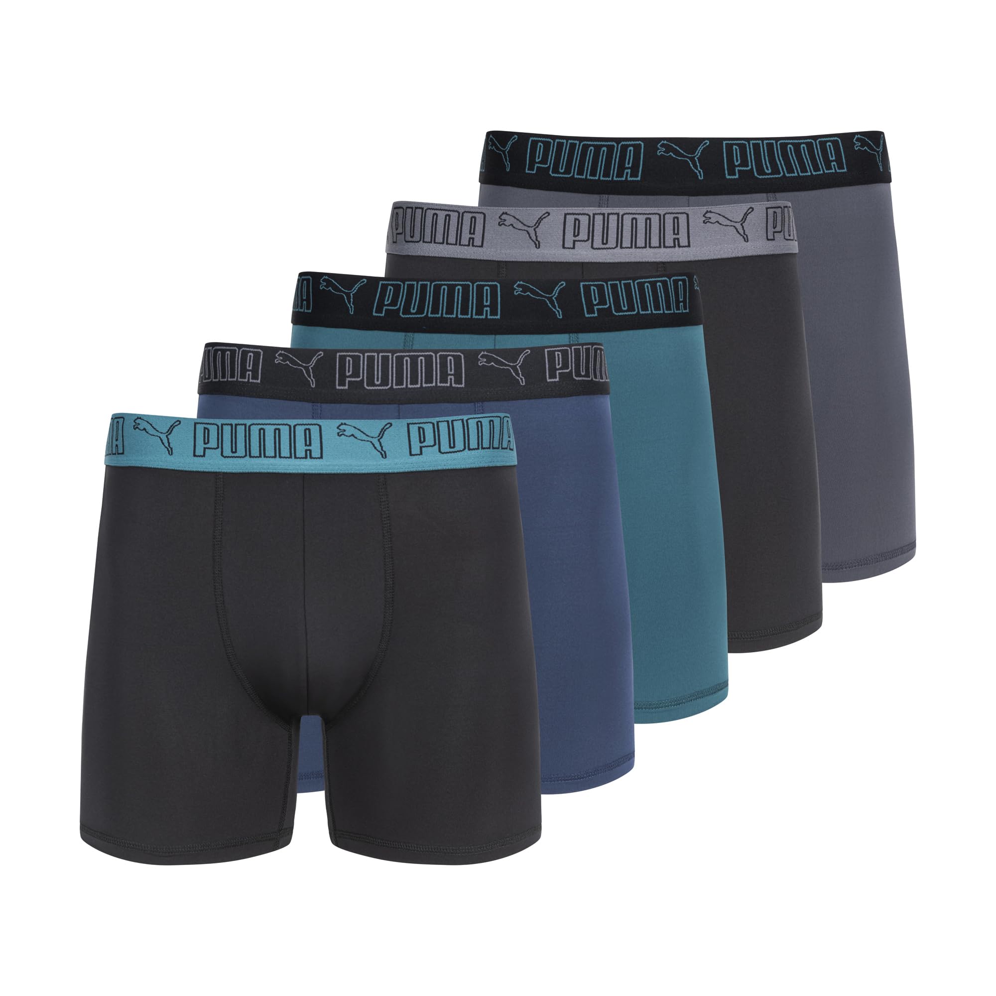 PUMA Men's 5 Pack Performance Boxer Briefs, Blue/Green/Black for sale ...