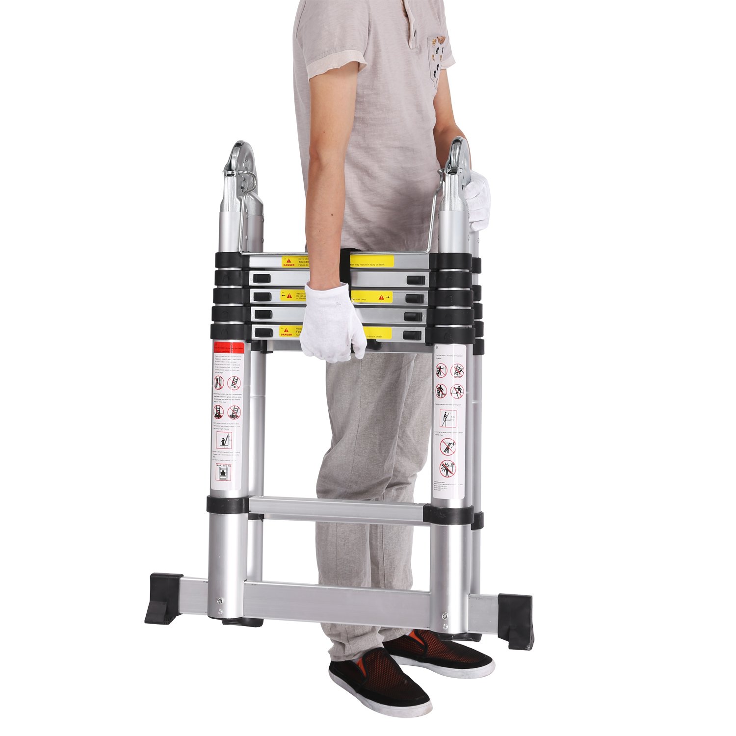 Building Supplies COOC Army 3.8 m 6 × 6 Rungs Aluminium Folding Ladder ...