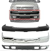 Amazon.com: US AUTO PARTS PLUS Front Bumper Chrome Steel + Upper Cover ...